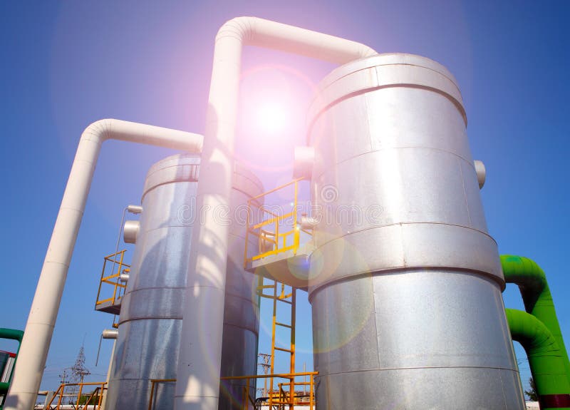 Oil and Gas Processing Plant Stock Image - Image of building, chimney ...