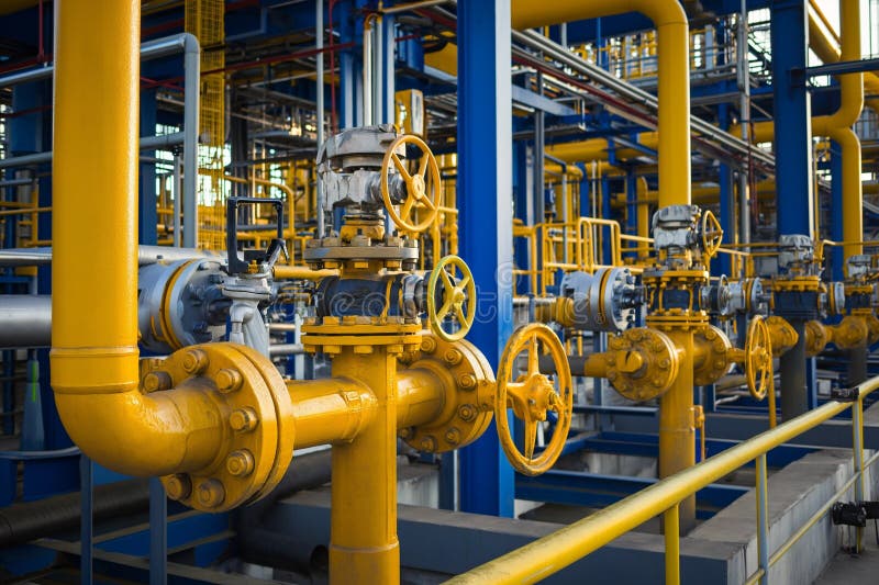 Oil and Gas Processing Plant with Pipe Line Valves, Gas Compression ...