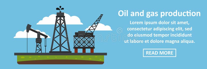 Oil and Gas Production Banner Horizontal Concept Stock Vector ...