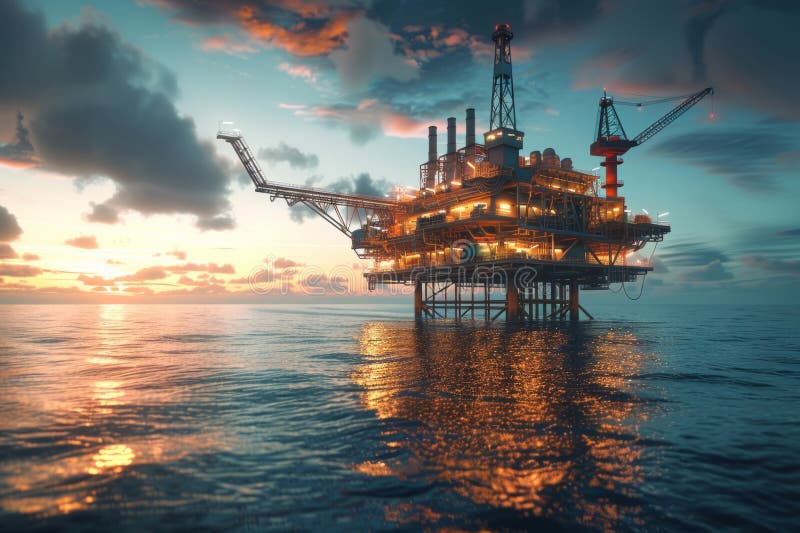 Oil and Gas Production Offshore Platform Stock Image - Image of open ...