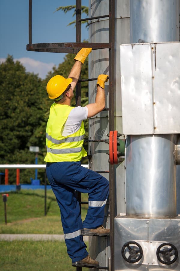 Oil and Gas Production Operator Stock Photo - Image of compressor ...