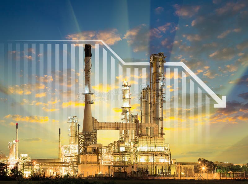 Oil Gas Refinery or Petrochemical Plant with Concept of Business Stock ...