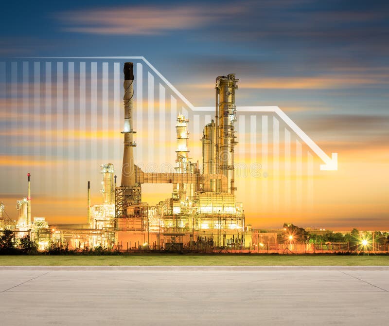 Oil Gas Refinery or Petrochemical Plant with Concept of Business Stock ...