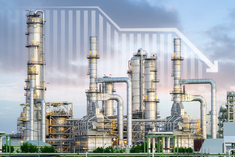 Oil Gas Refinery or Petrochemical Plant with Concept of Business Stock ...