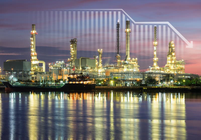 Oil Gas Refinery or Petrochemical Plant with Concept of Business Stock ...