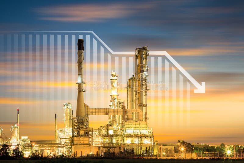 Oil Gas Refinery or Petrochemical Plant with Concept of Business Stock ...