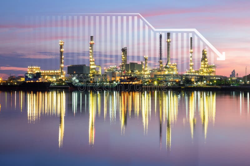 Oil Gas Refinery or Petrochemical Plant with Concept of Business Stock ...