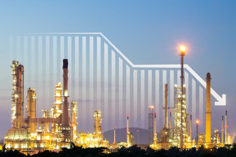Oil Gas Refinery or Petrochemical Plant with Concept of Business Stock ...