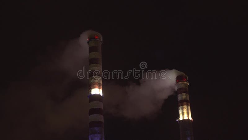 Oil and Gas Refinery at Twilight - Factory Smoke Stack Stock Image ...