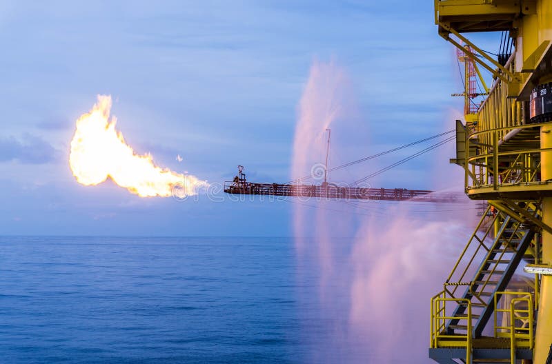 Oil and Gas Tender Platform during Drilling. Stock Photo - Image of ...
