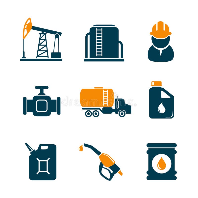 Oil Industry Gasoline Processing Icons Stock Vector - Illustration of ...