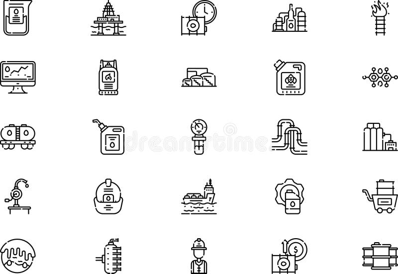 Oil Industry Icons Collection is a Vector Illustration with Editable ...