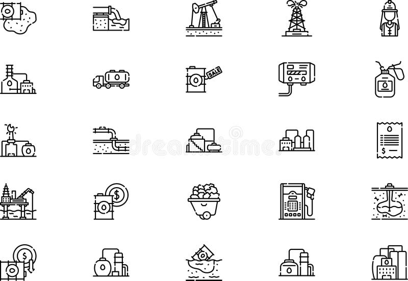 Oil Industry Icons Collection is a Vector Illustration with Editable ...