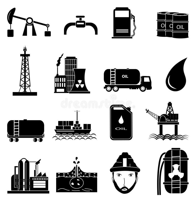 Oil, Petroleum and Gasoline Icons Stock Vector - Illustration of ...