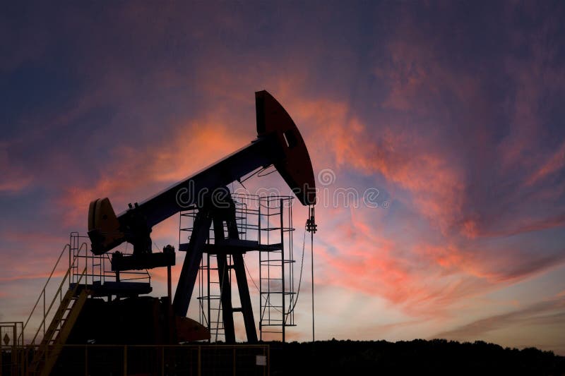 Oil Industry. Oil Rigs. Oil Pumps at Sunset Stock Image - Image of ...