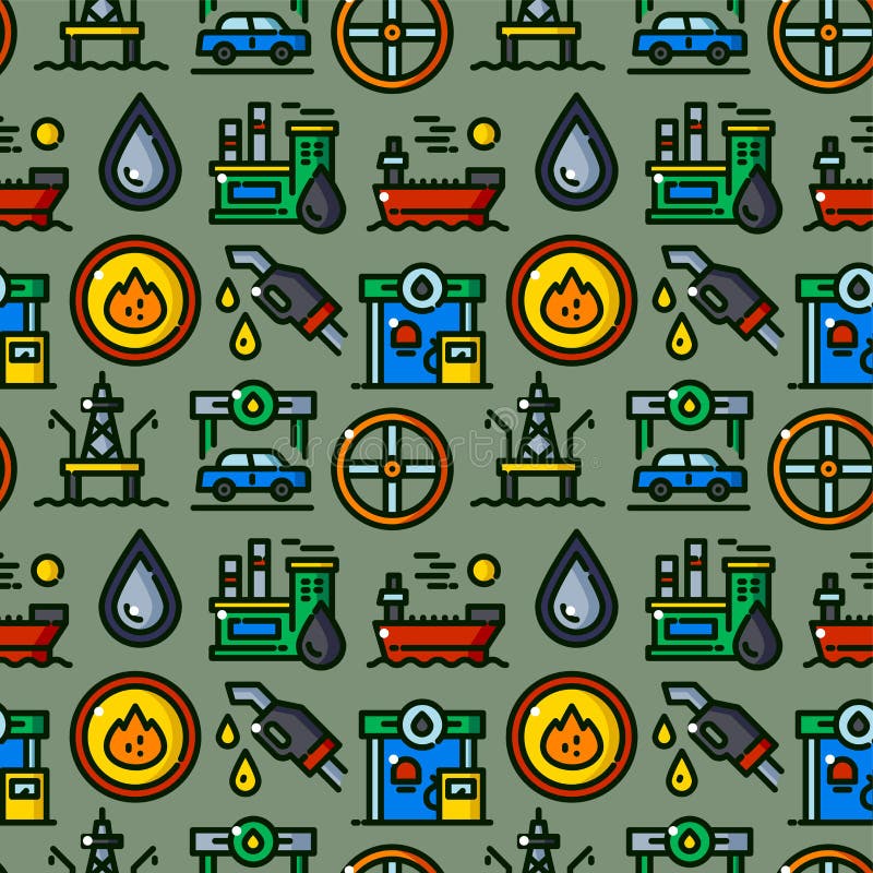 Oil Industry Seamless Pattern Vector Illustration Stock Vector ...