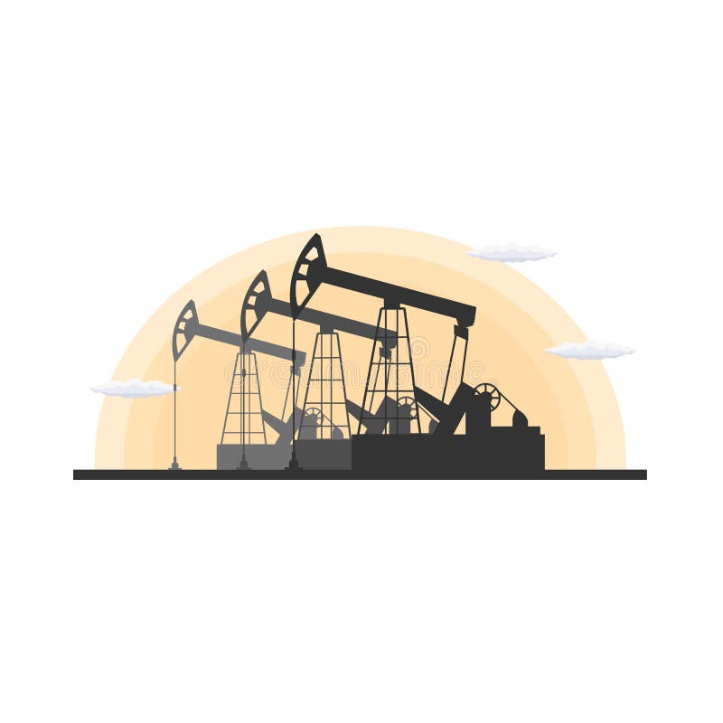 Oil Industry. Tower Oil Exploration Vector Flat Illustration. Stock ...