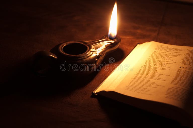 Oil lamp and Bible stock image. Image of clay, bible - 16082597
