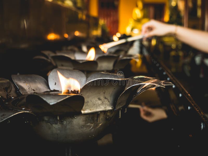 Oil Lamp on Fire Infront of Hindu God Stock Image - Image of food ...
