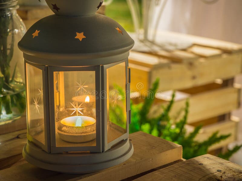 Oil lamp on wood box stock photo. Image of light, indonesia - 85132730