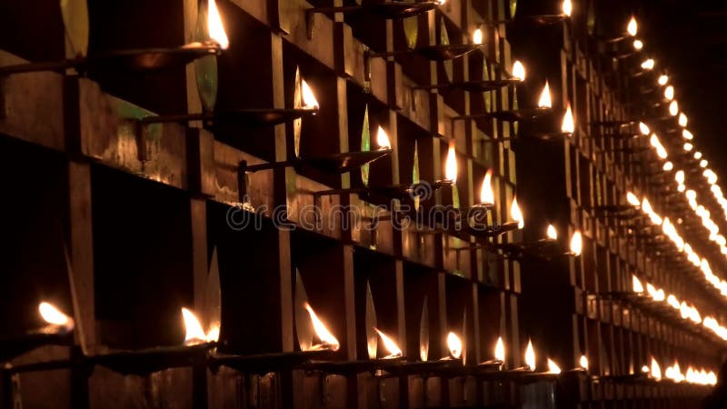 The Oil Lamps in the Temple Spread Light Stock Video - Video of india ...