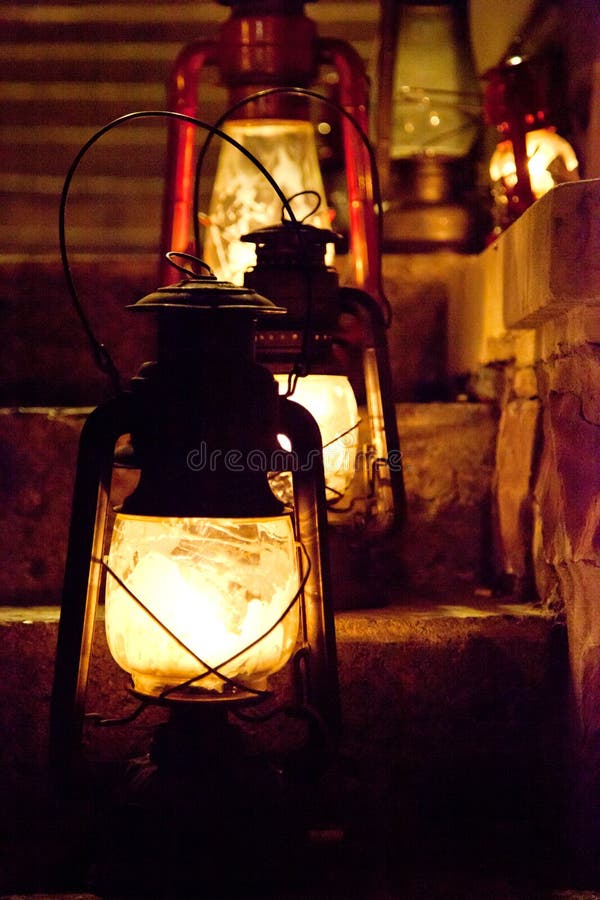 Oil lanterns on steps stock image. Image of holiday, kerosene - 97384785