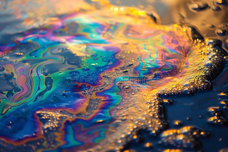 Oil layer on ocean water stock illustration. Illustration of ...