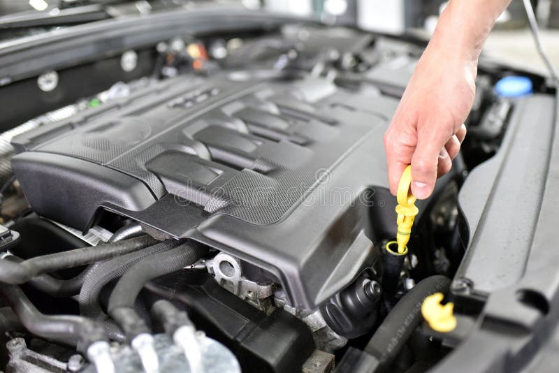 Oil Level Control of the Car Engine by Mechanics in a Car Workshop ...