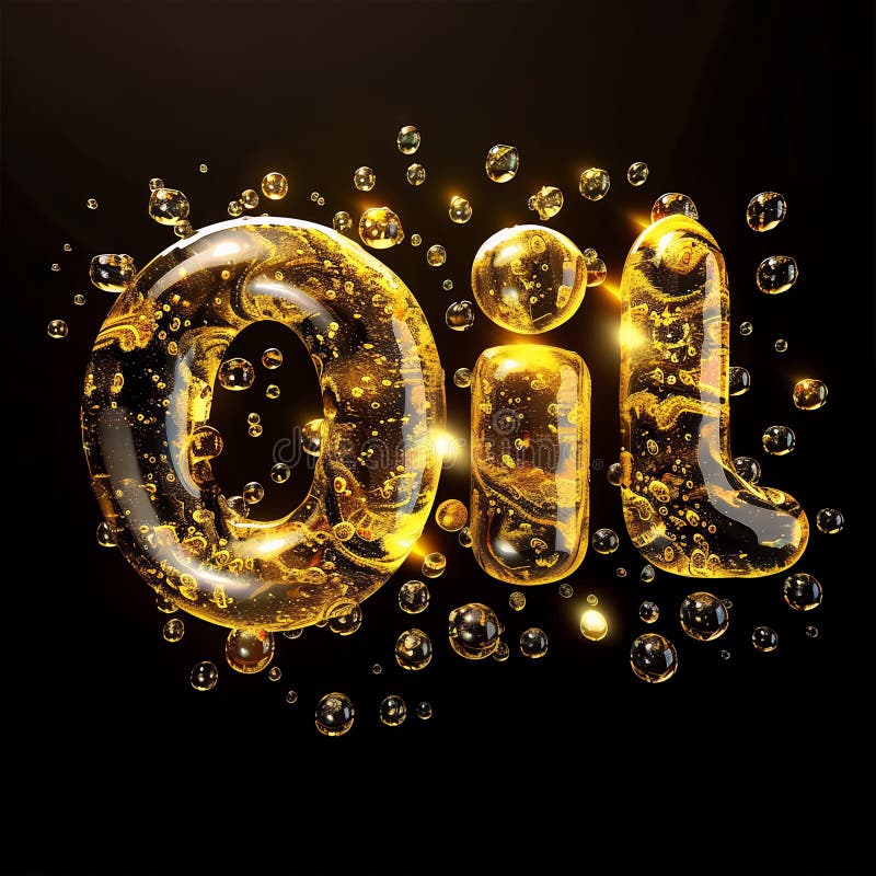 Oil Liquid Text with Oil Drops Text Effect Stock Illustration ...