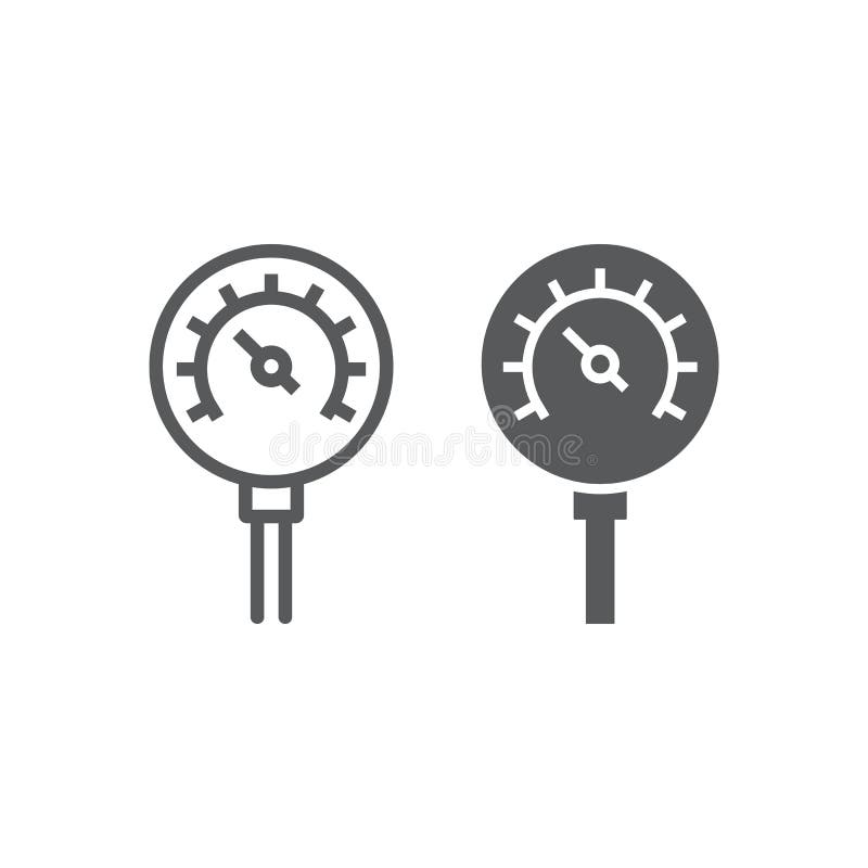 Oil Manometer Thin Line Icon, Control and Meter, Pressure Gage Sign ...