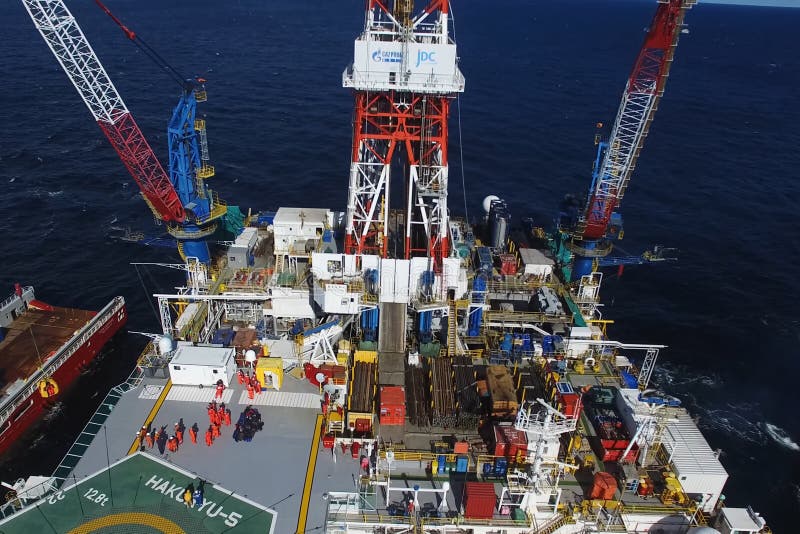 Oil Offshore Platform in the Sea Stock Photo - Image of jackup ...