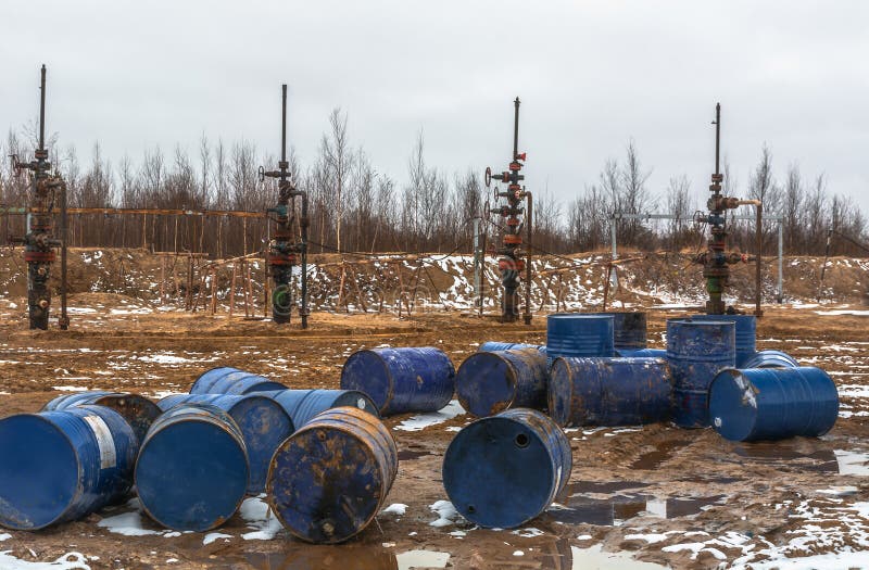 The Oil is Over. There is Nothing To Fill Barrels. Stock Image - Image ...