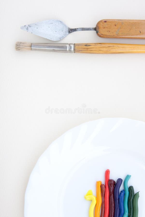 Oil Paint with Painting Instruments Stock Photo - Image of painting ...