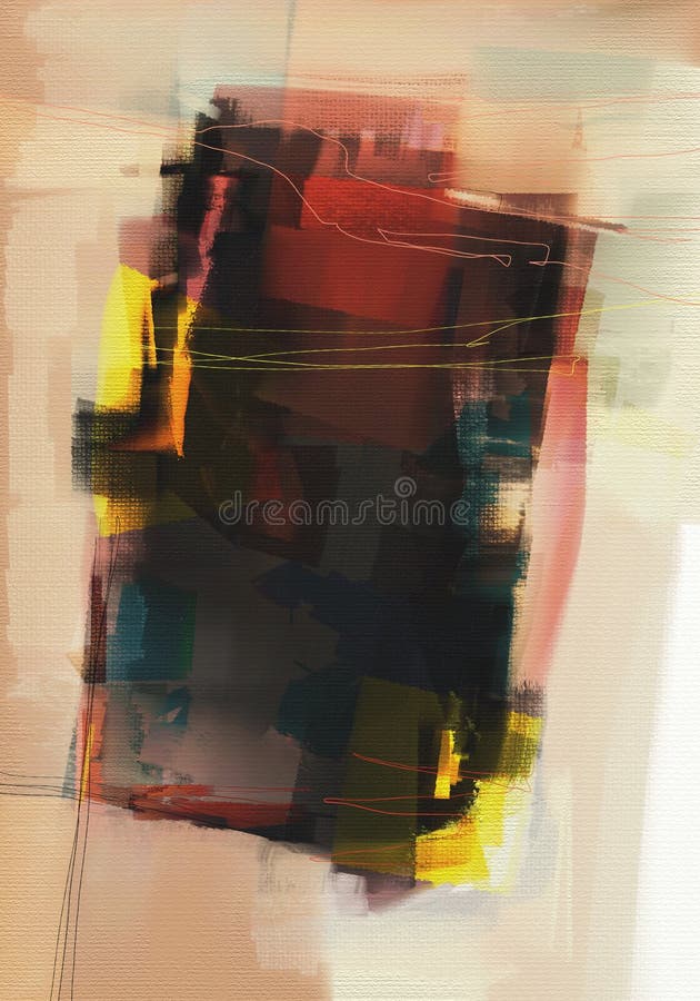 Oil Painting Abstract Style Artwork on Canvas Stock Illustration ...