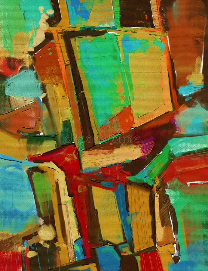 Oil Painting Abstract Style Artwork on Canvas Stock Illustration ...