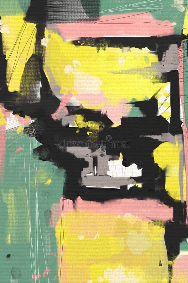 Oil Painting Abstract Style Artwork on Canvas Stock Illustration ...