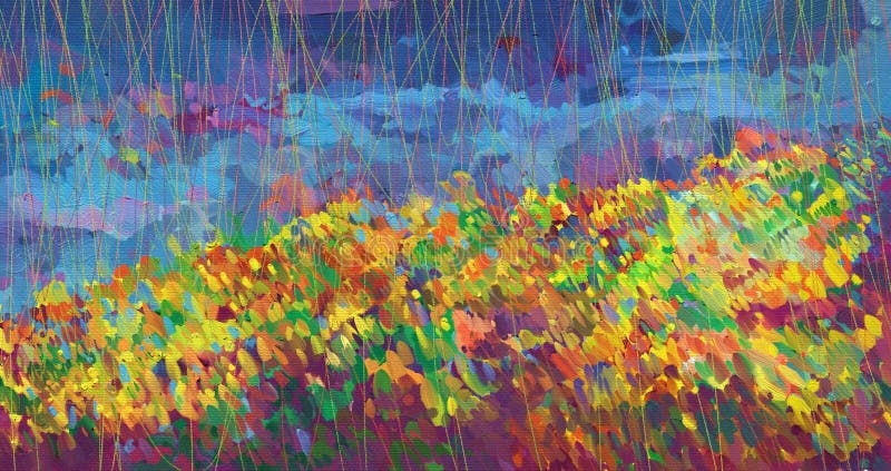 Oil Painting Abstract Style Artwork on Canvas Stock Illustration ...