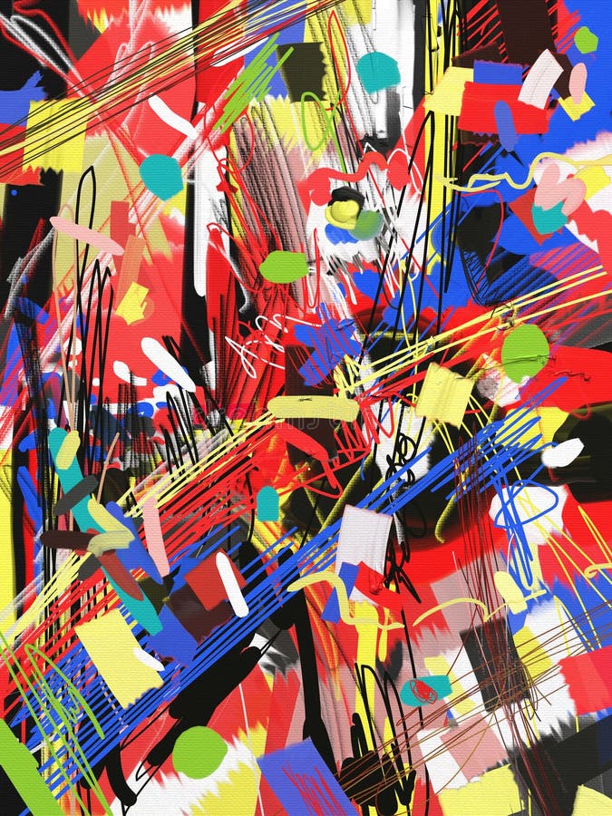 Oil Painting Abstract Style Artwork on Canvas Stock Illustration ...