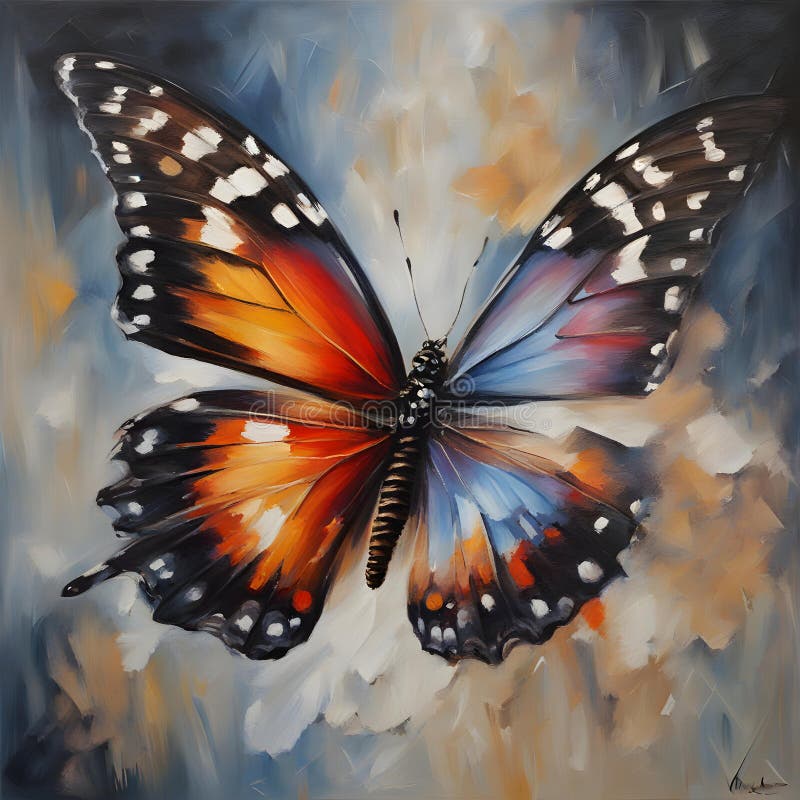 Oil Painting , Beautiful Butterfly Stock Illustration - Illustration of ...