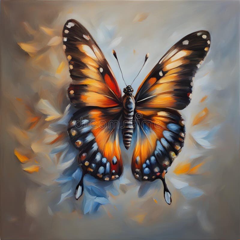 Oil Painting , Beautiful Butterfly Stock Illustration - Illustration of ...