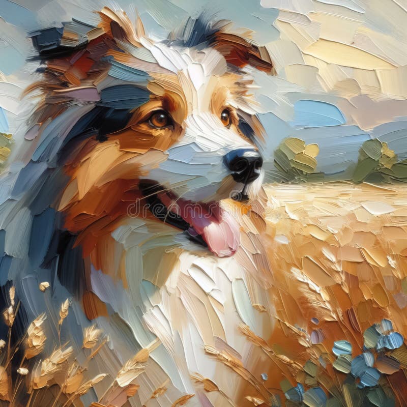 Oil Painting of Beautiful Dog Stock Illustration - Illustration of ...