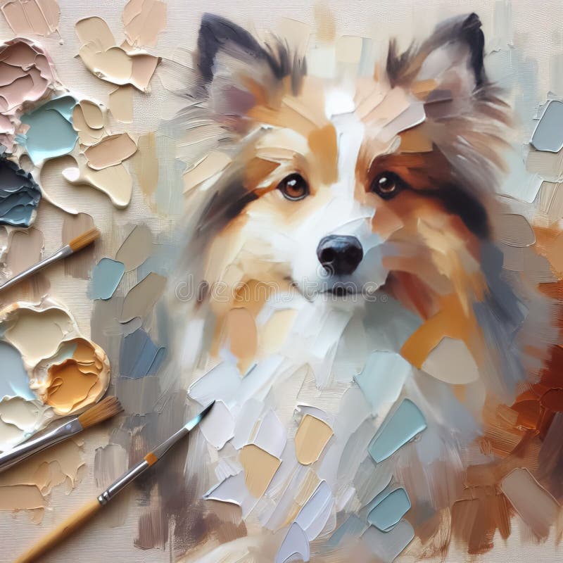 Oil Painting of Beautiful Dog Stock Illustration - Illustration of pets ...