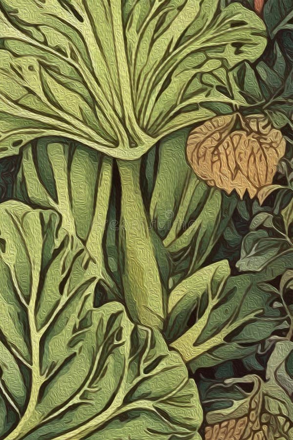 Oil Painting . Botanical Pattern for Printing on Wall Decorations in a ...