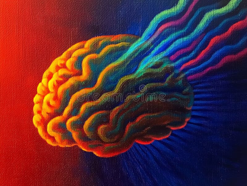 Oil Painting of a Brain, with Psychedelics Forms and Colors Stock ...