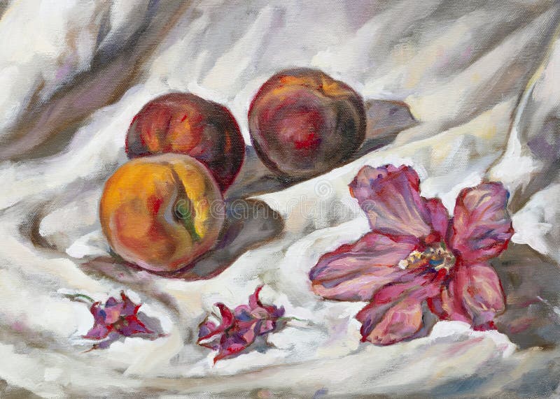 Oil Painting on Canvas of a Fruit Composition Stock Illustration ...