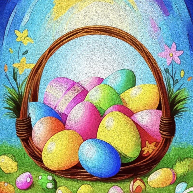 Oil Painting . Easter Card Design Stock Illustration - Illustration of ...