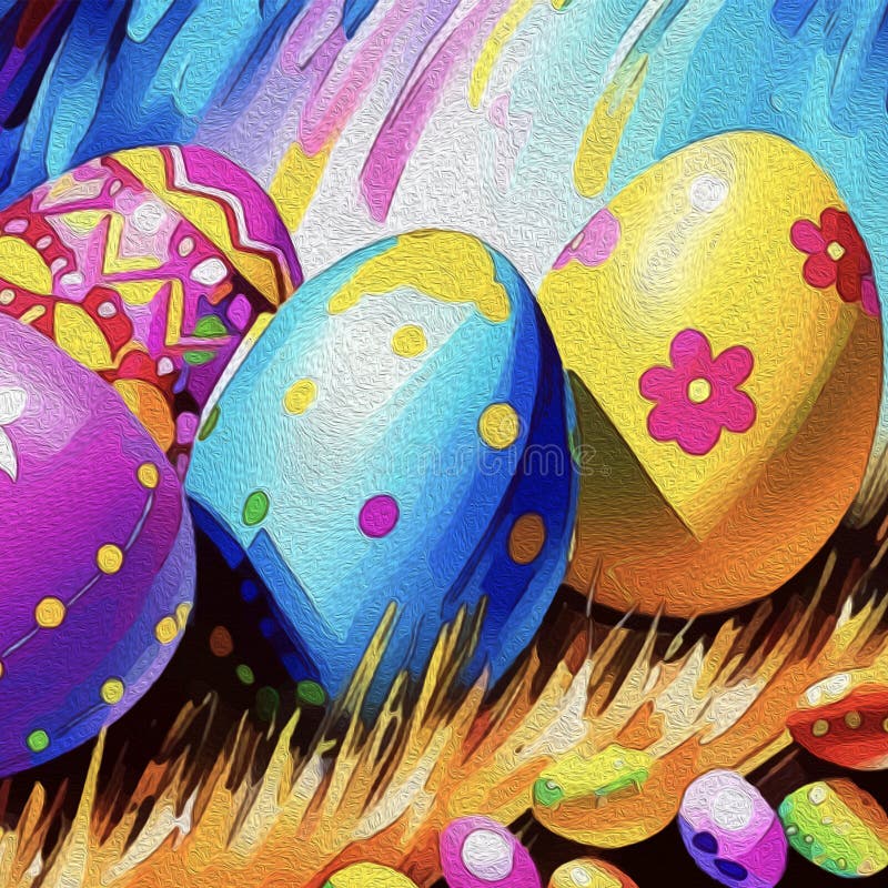 Oil Painting . Easter Card Design Stock Illustration - Illustration of ...