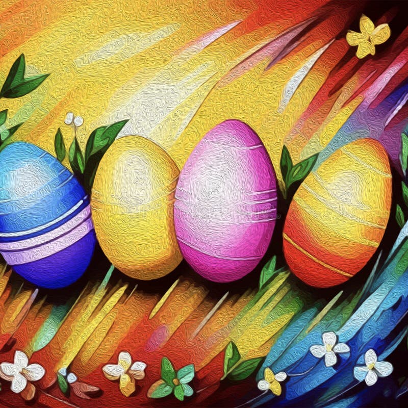 Oil Painting . Easter Card Design Stock Illustration - Illustration of ...