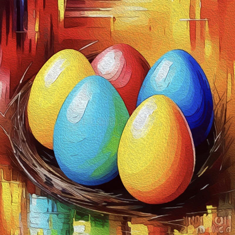Oil Painting . Easter Card Design Stock Illustration - Illustration of ...