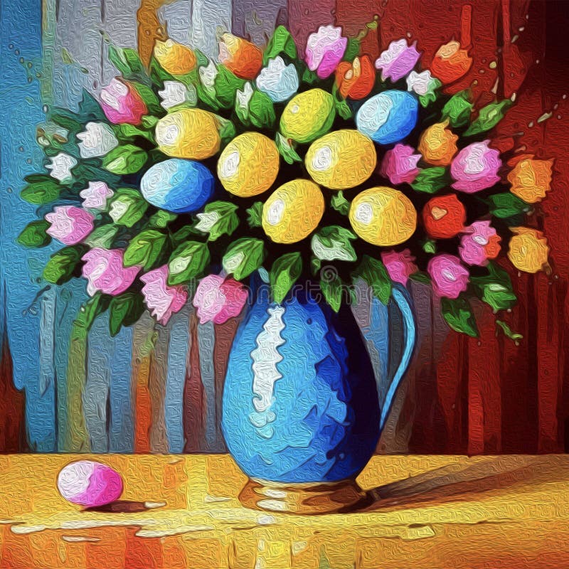 Oil Painting . Easter Card Design Stock Illustration - Illustration of ...